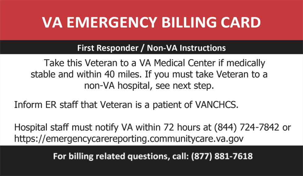 Having a VA Emergency Billing Card could save you time and money down ...